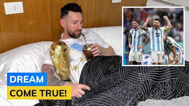 Picture of Messi sleeping with the World Cup trophy has gone viral ...