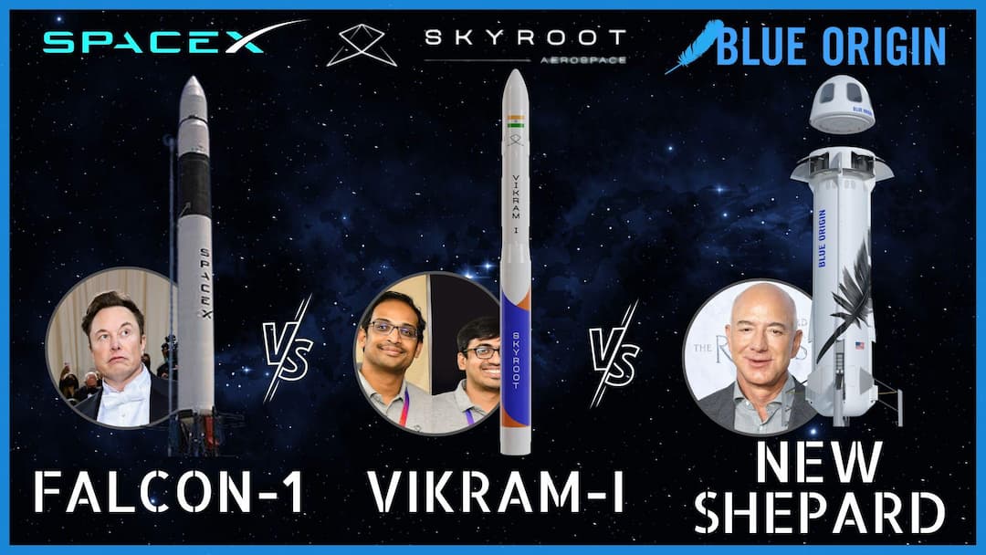 Comparison: India‘s first private space rocket versus SpaceX’s Falcon 1, Blue Origin‘s New ...