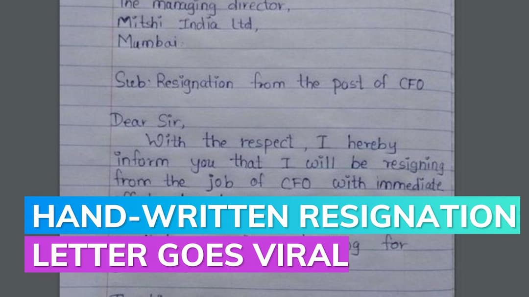 This hand-written resignation letter by a CFO on a ruled paper takes internet by storm | Editorji